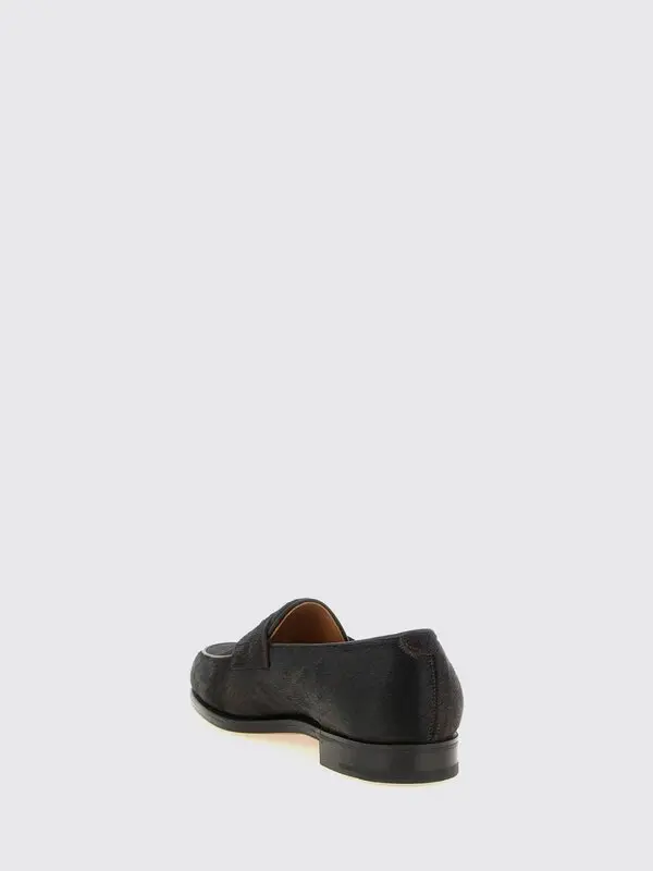 John Lobb Pony Hair Penny Loafers With Strap And Leather Sole