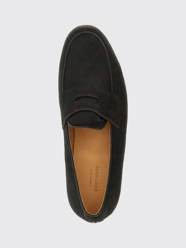 John Lobb Pony Hair Penny Loafers With Strap And Leather Sole
