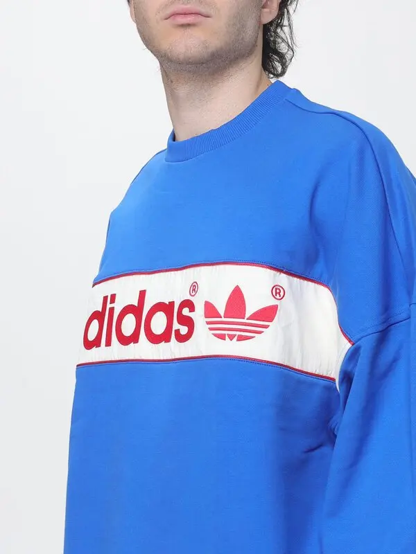 ADIDAS ORIGINALS Cotton-blend Crewneck Sweatshirt With Contrast Logo And Dropped Shoulders