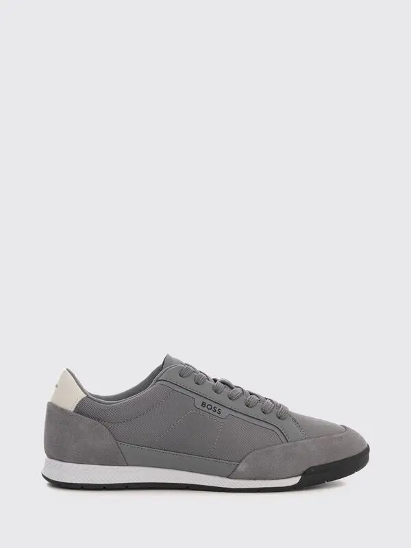 BOSS Nitan Technical Mesh Sneakers With Printed Logo And Rubber Sole - Grey
