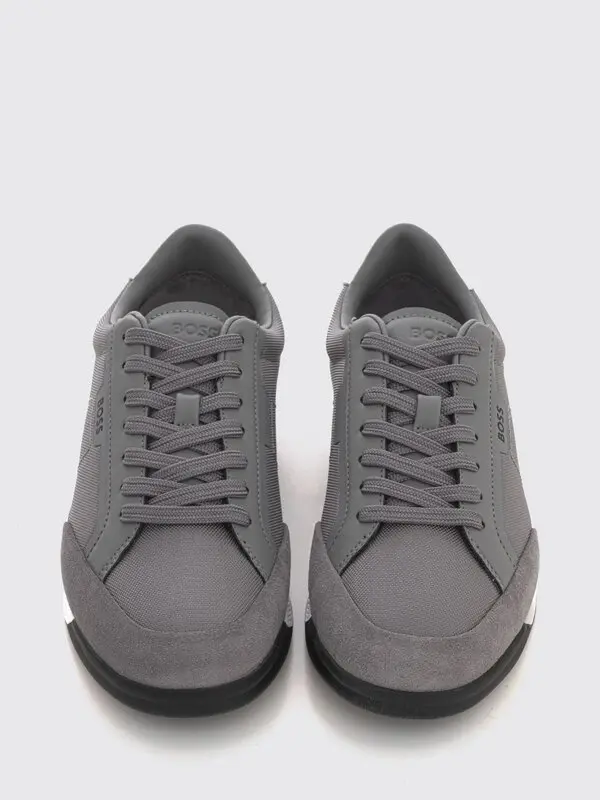 BOSS Nitan Technical Mesh Sneakers With Printed Logo And Rubber Sole - Grey