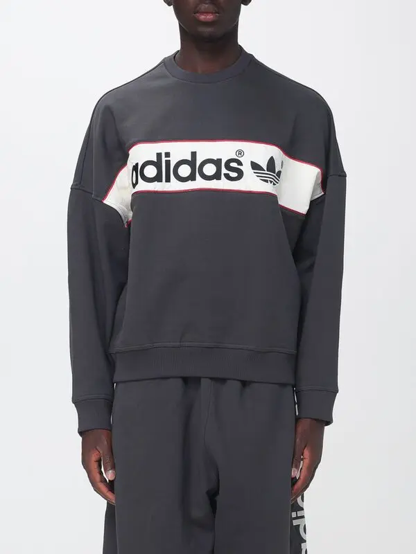 ADIDAS ORIGINALS Cotton-blend Crewneck Sweatshirt With Contrast Logo And Dropped Shoulders