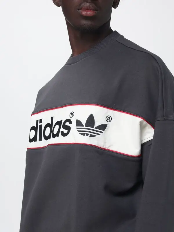 ADIDAS ORIGINALS Cotton-blend Crewneck Sweatshirt With Contrast Logo And Dropped Shoulders