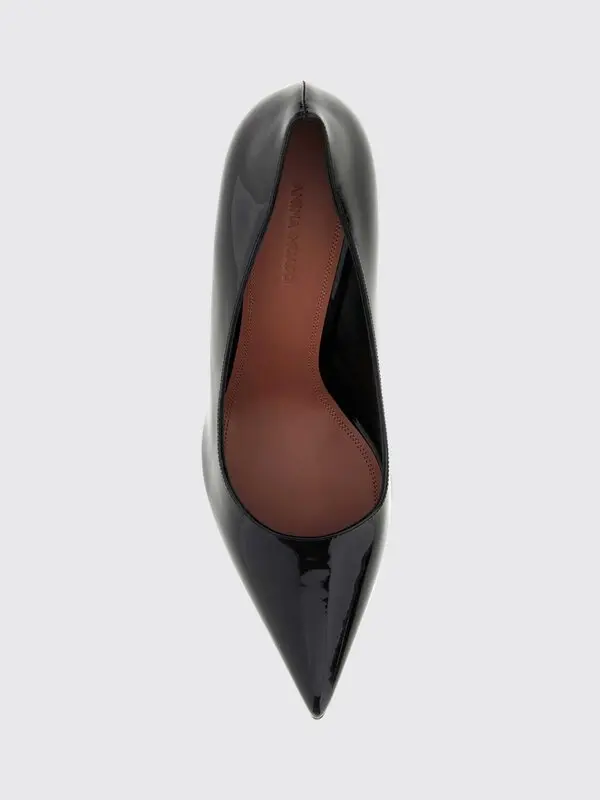 Amina Muaddi Ami Patent Leather Pumps With Almond Toe And High Spool Heel