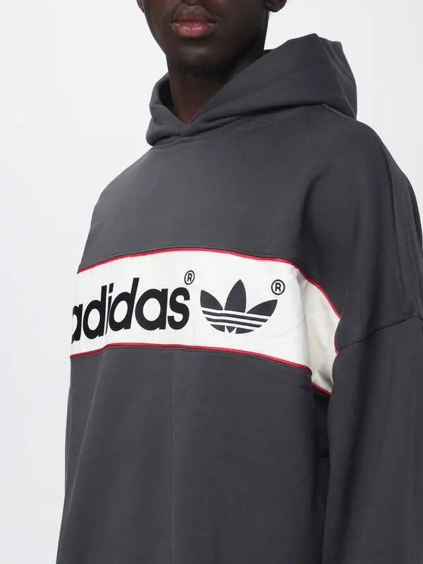 ADIDAS ORIGINALS Cotton-blend Hoodie With Contrast Logo And Dropped Shoulders