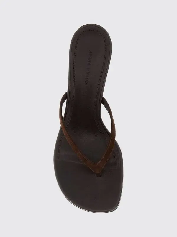 Amina Muaddi Juliette Suede Thong Sandals With Spool Heel