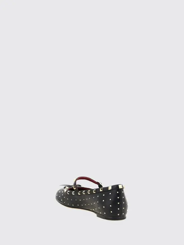 Valentino Garavani Rockstud Lambskin Leather Mary Jane Flats With Studs And Bow