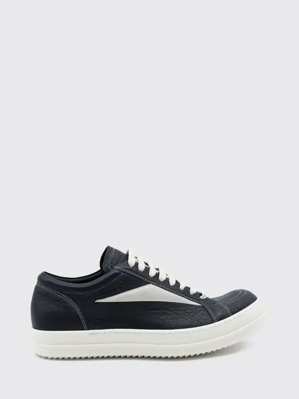 Rick Owens Low-top Trainers In Natural Grain Leather With Bicolour Design - Black