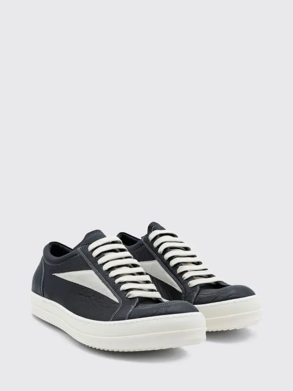Rick Owens Low-top Trainers In Natural Grain Leather With Bicolour Design - Black