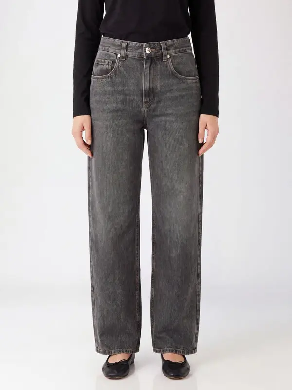 Brunello Cucinelli Mid-rise Wide-leg Cotton Denim Jeans With Monili Detail