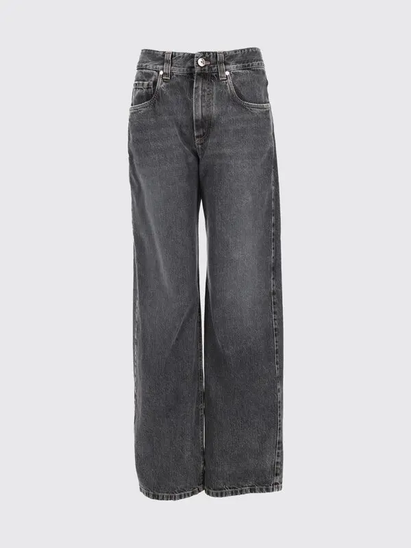 Brunello Cucinelli Mid-rise Wide-leg Cotton Denim Jeans With Monili Detail