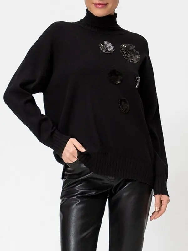 TWINSET Sequin-embellished Viscose Blend Turtleneck Jumper