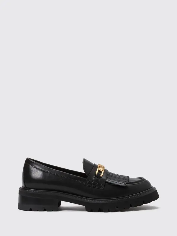 TWINSET Smooth Leather Penny Loafers With Fringes And Lug Sole