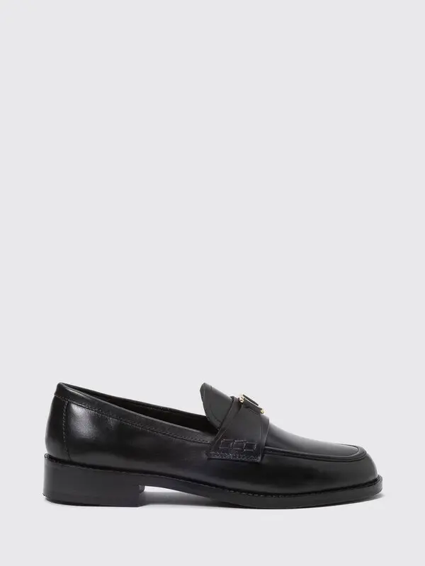 TWINSET Penny Loafers In Smooth Leather With Strap And Metal Logo