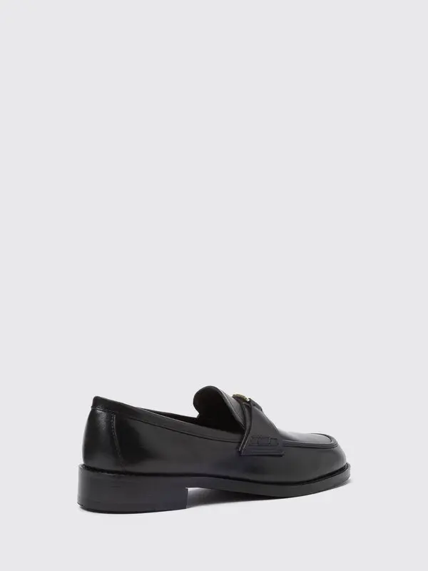 TWINSET Penny Loafers In Smooth Leather With Strap And Metal Logo