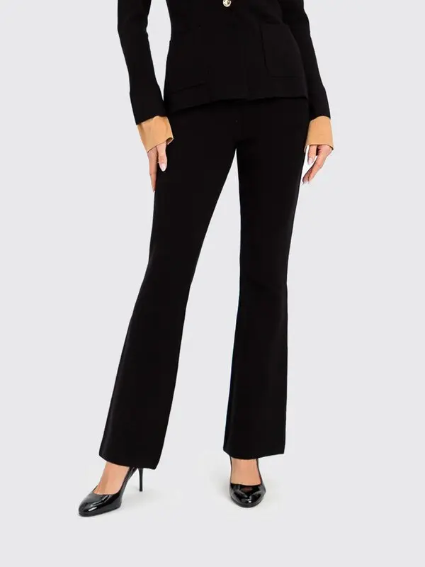 TWINSET Slim Fit Flared Knit Trousers With Mid-rise Waist