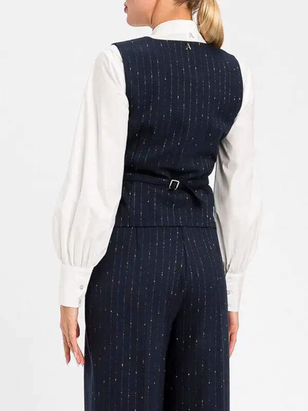 TWINSET Single-breasted Pinstripe Sartorial Viscose Blend Waistcoat
