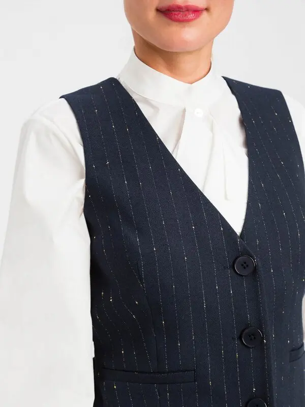 TWINSET Single-breasted Pinstripe Sartorial Viscose Blend Waistcoat