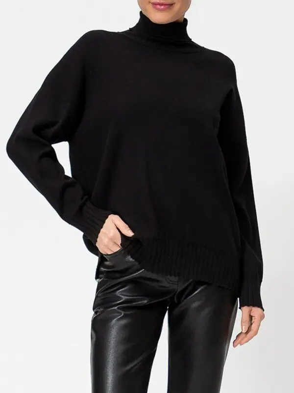 TWINSET Basic Viscose Blend Long-sleeved Turtleneck Jumper