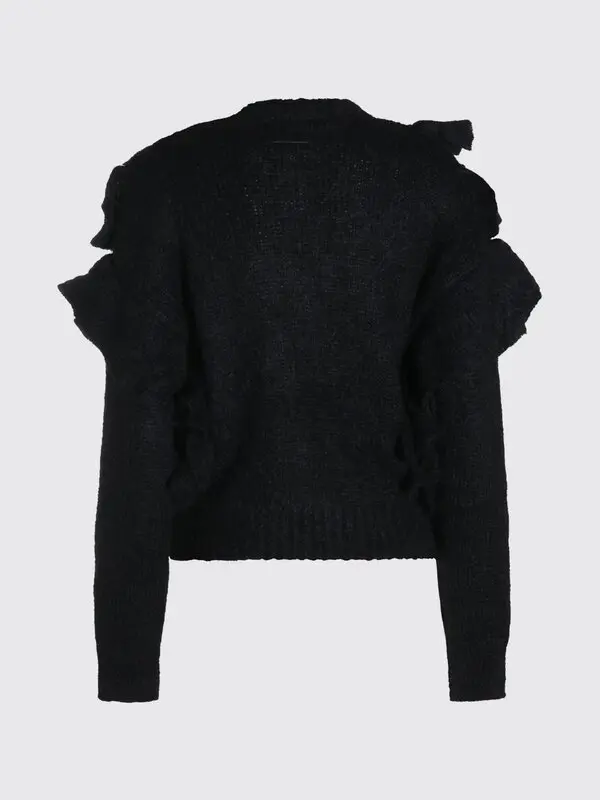 Elisabetta Franchi Ruffle-detail Mohair Blend Crew Neck Jumper - Black