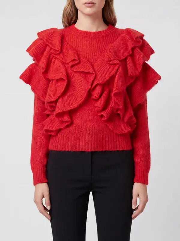 Elisabetta Franchi Ruffle-detail Mohair Blend Crew Neck Jumper