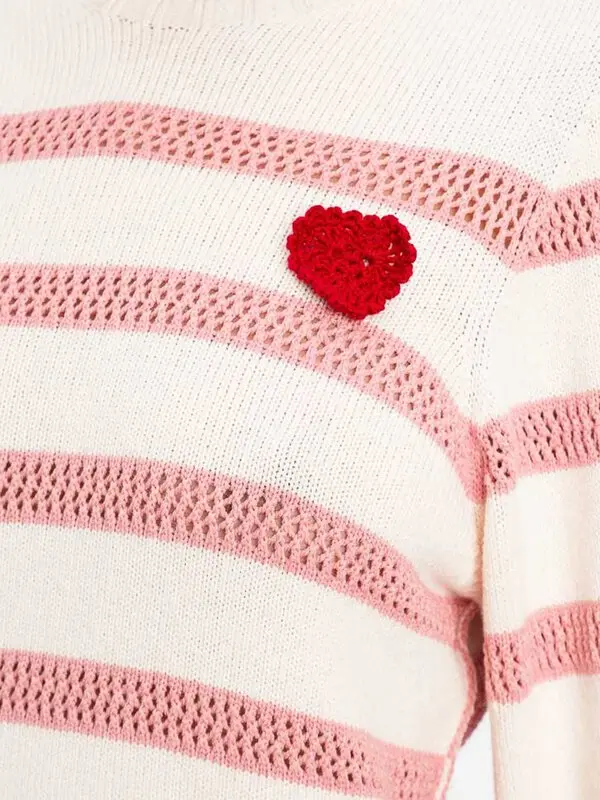 TWINSET Wool Blend Jumper With Ruched Shoulders And Heart Detail