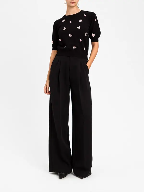 TWINSET Puff-sleeve Viscose Blend Jumper With Crystal Embellishment