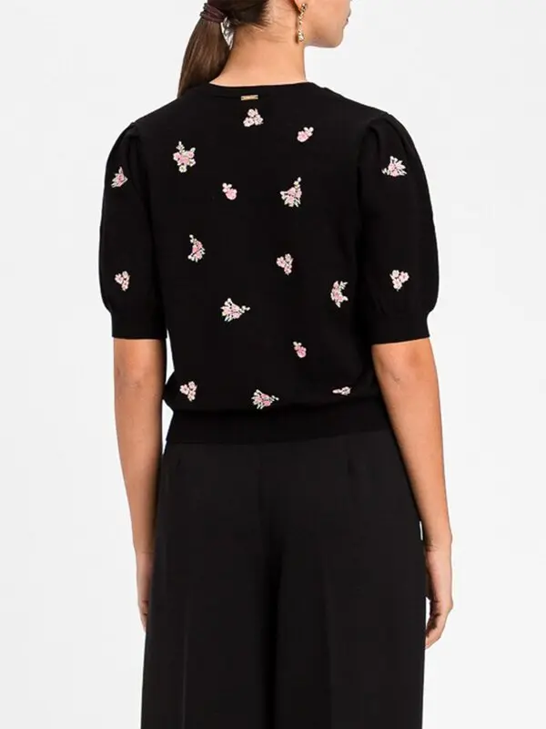TWINSET Puff-sleeve Viscose Blend Jumper With Crystal Embellishment
