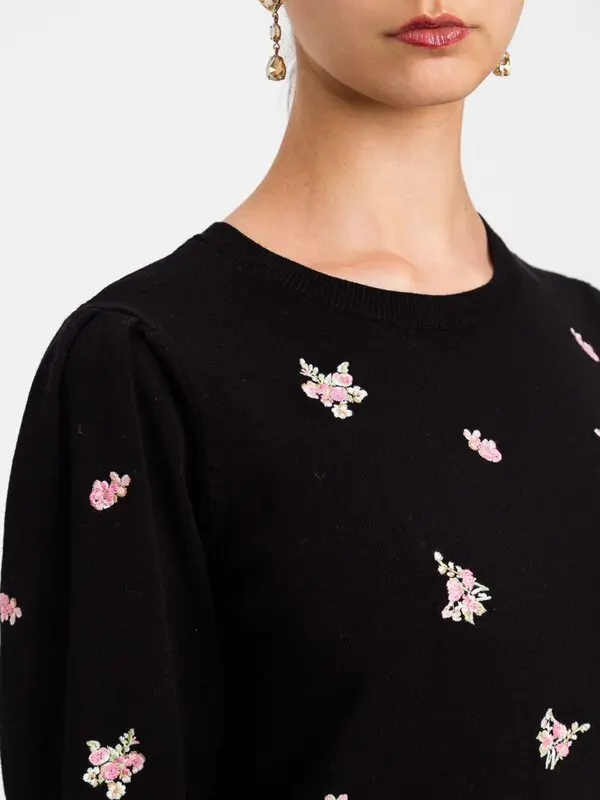 TWINSET Puff-sleeve Viscose Blend Jumper With Crystal Embellishment