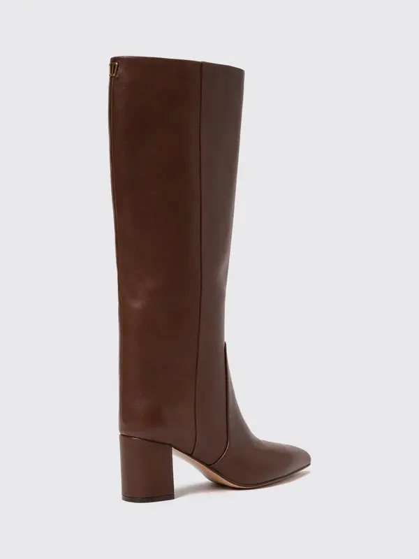 TWINSET Knee-high Boots In Smooth Leather With Block Heel And Almond Toe