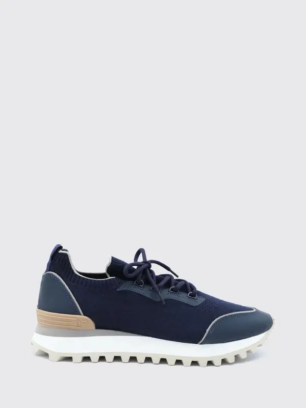 Eleventy Low Top Wool Blend Trainers With Serrated Sole - Grey