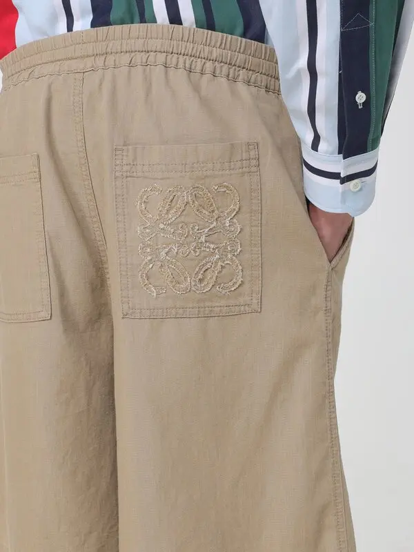 Loewe Knee-length Cotton Denim Jogging Shorts With Drawstring And Embroidered Logo