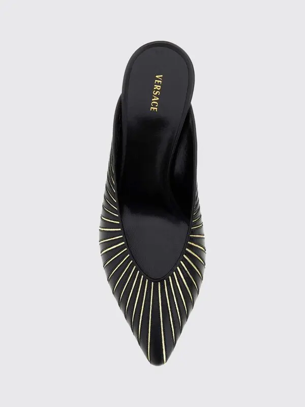 Versace Nappa Mules With Mid Stiletto Heel And Medusa Logo