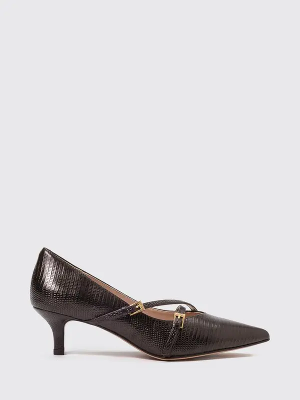 TWINSET Lizard-print Leather Mary Jane Court Shoes With Mid Heel
