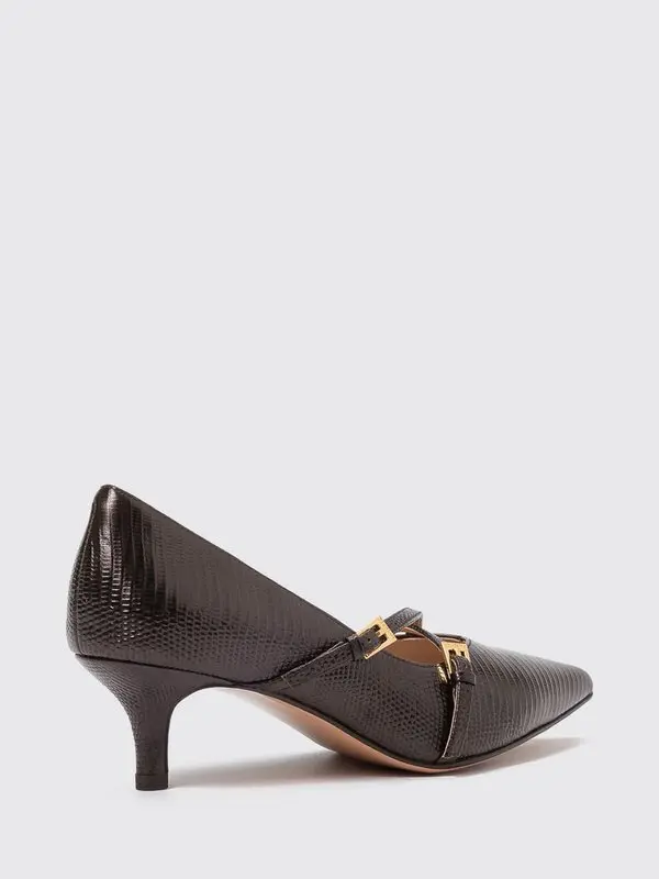 TWINSET Lizard-print Leather Mary Jane Court Shoes With Mid Heel