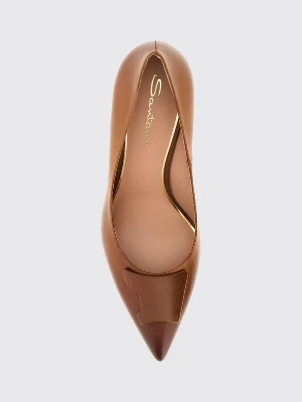 Santoni Smooth Leather Court Shoes With High Stiletto Heel And Logo Plaque