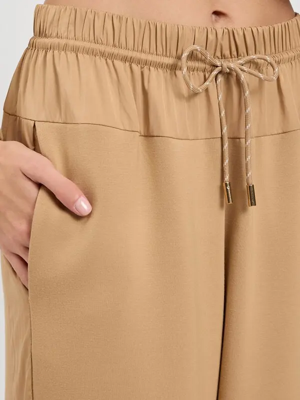 TWINSET Flared Viscose Blend Jogging Trousers With Drawstring Waist