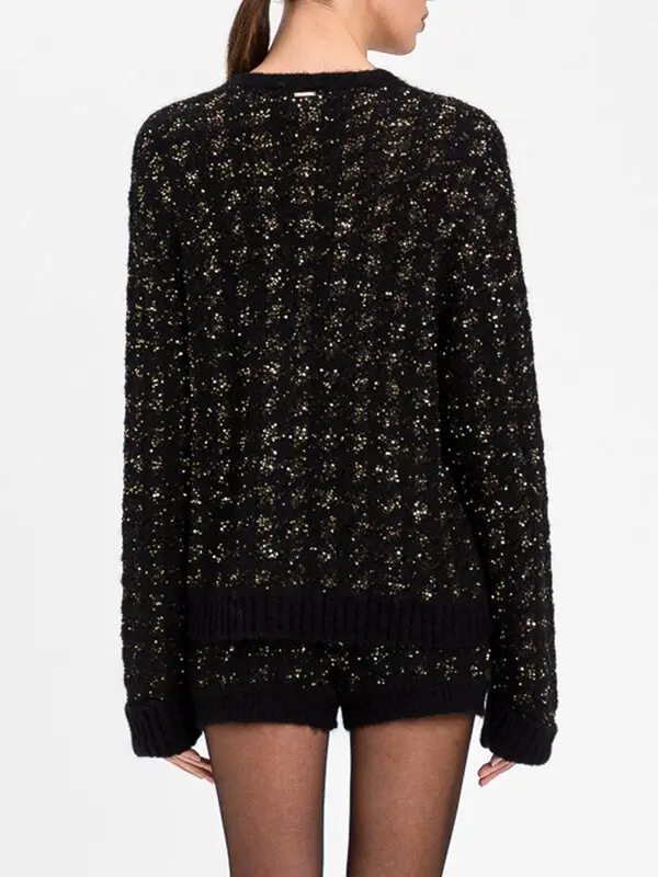 TWINSET Lurex Cardigan With Deep V-neck And Dropped Shoulders