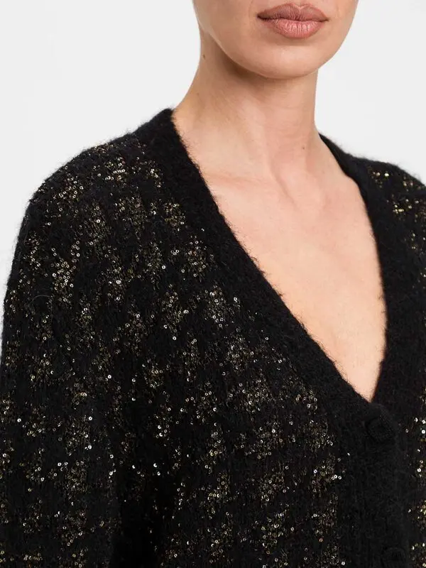 TWINSET Lurex Cardigan With Deep V-neck And Dropped Shoulders