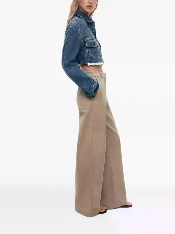 12 STOREEZ Cropped Raw-cut Denim Jacket