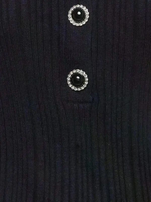 SELF-PORTRAIT Contrast Collar Rib-knit Mini Dress