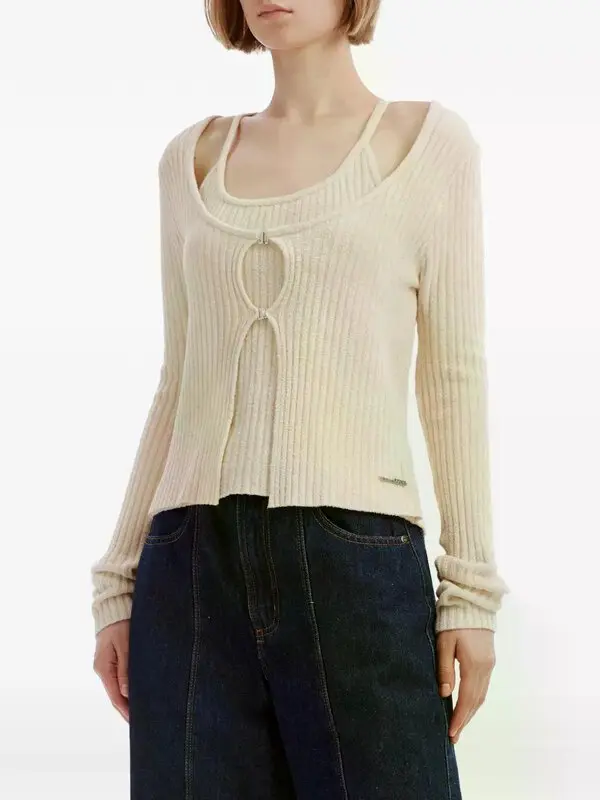 Izzue Ribbed-knit Layered-effect Sweater