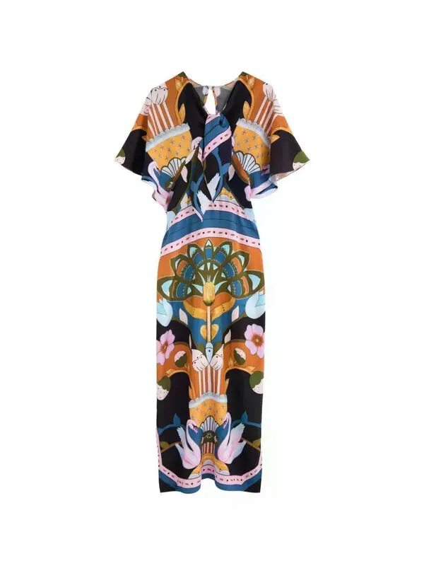 Lug Von Siga Marina Tie-neck Printed Maxi Dress