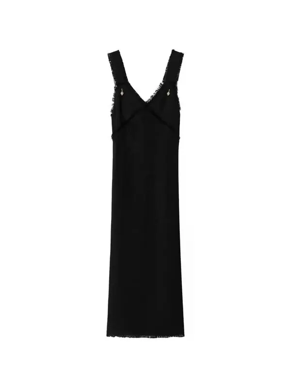 TOTEME V-neck Raw Slip Dress - Black