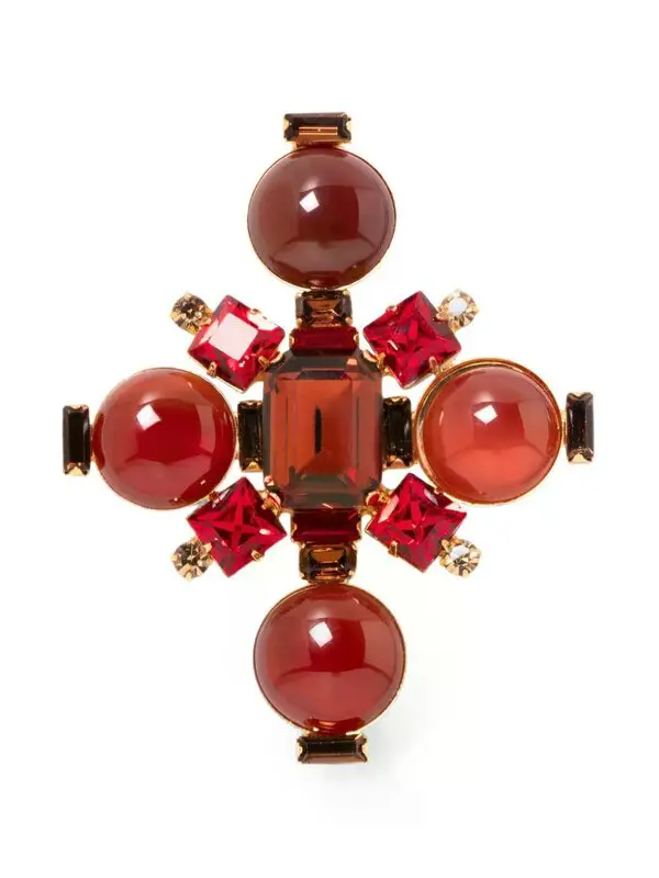 JENNIFER BEHR Rory Crystal-embellished Carnelian Brooch