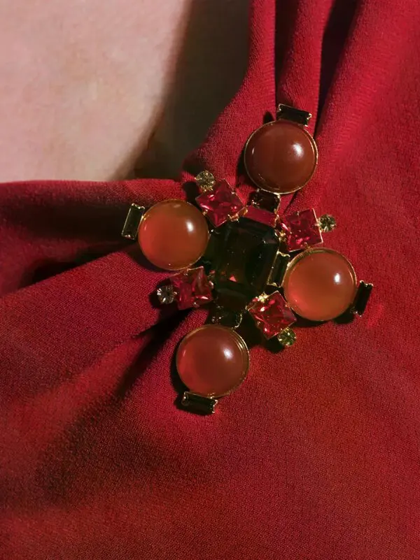 JENNIFER BEHR Rory Crystal-embellished Carnelian Brooch