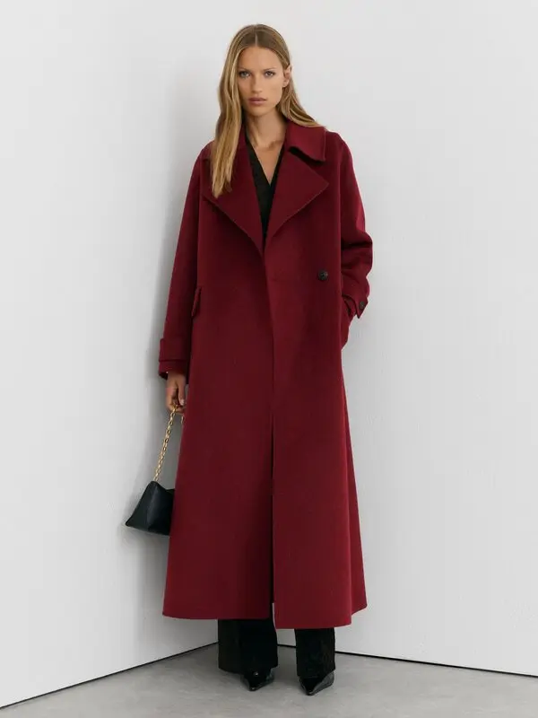 REISS Alara Wool-blend Blindseam Long Coat - Red