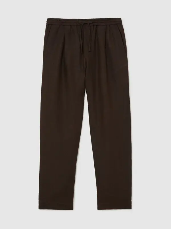 REISS Barges Linen Relaxed-fit Drawstring Trousers - Chocolate Brown