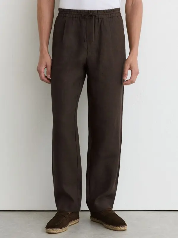 REISS Barges Linen Relaxed-fit Drawstring Trousers - Chocolate Brown