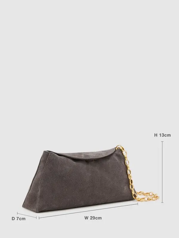 REISS Presley Suede Chain-strap Clutch Bag
